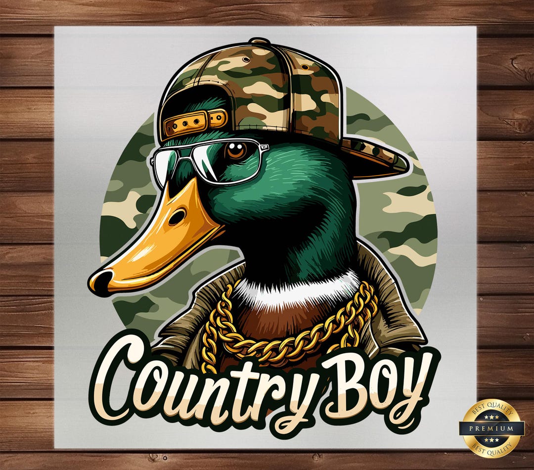 Country Boy DTF Transfer, Drake Mallard Duck Design, Perfect for ...