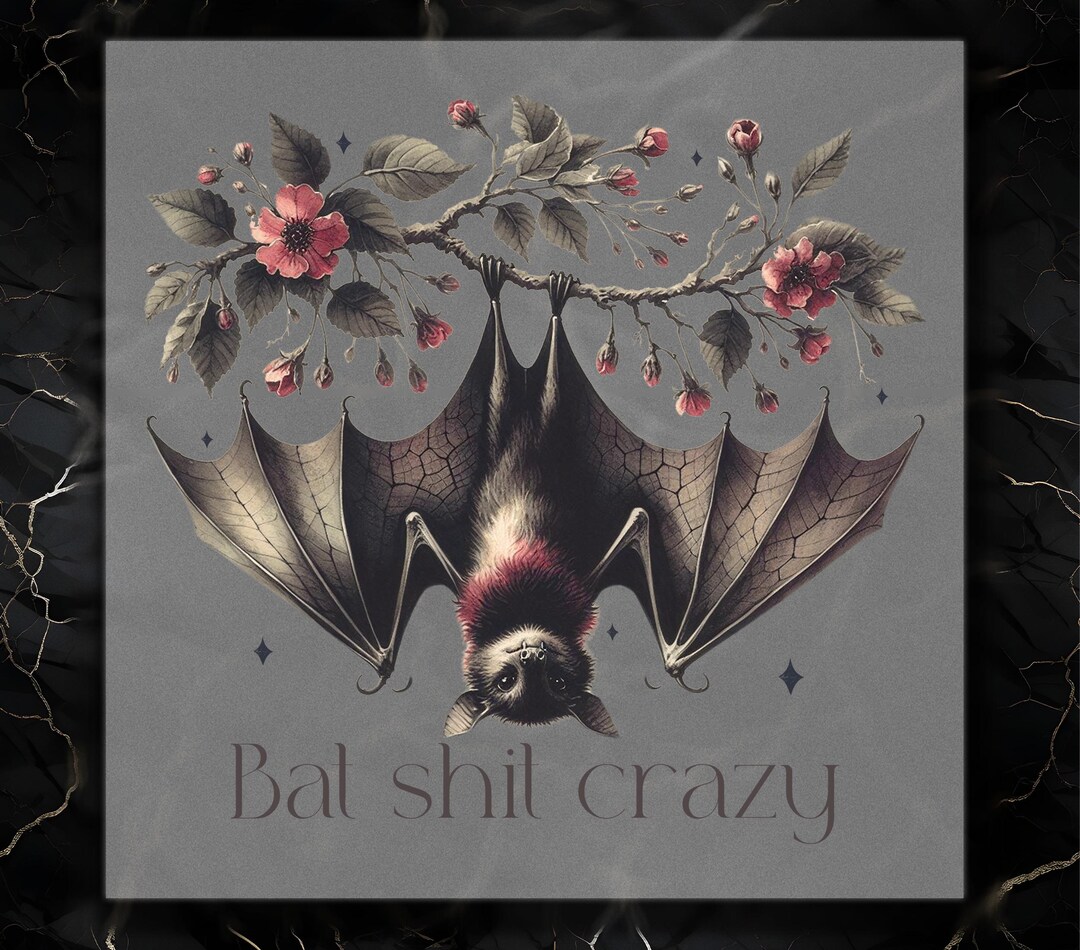 Bat Shit Crazy DTF Transfer, Funny Halloween Bat Iron-on Decal for DIY ...