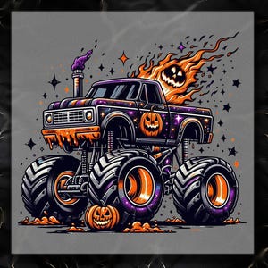 Halloween Monster Truck DTF Transfer: Spooky Iron-on Decal - Etsy