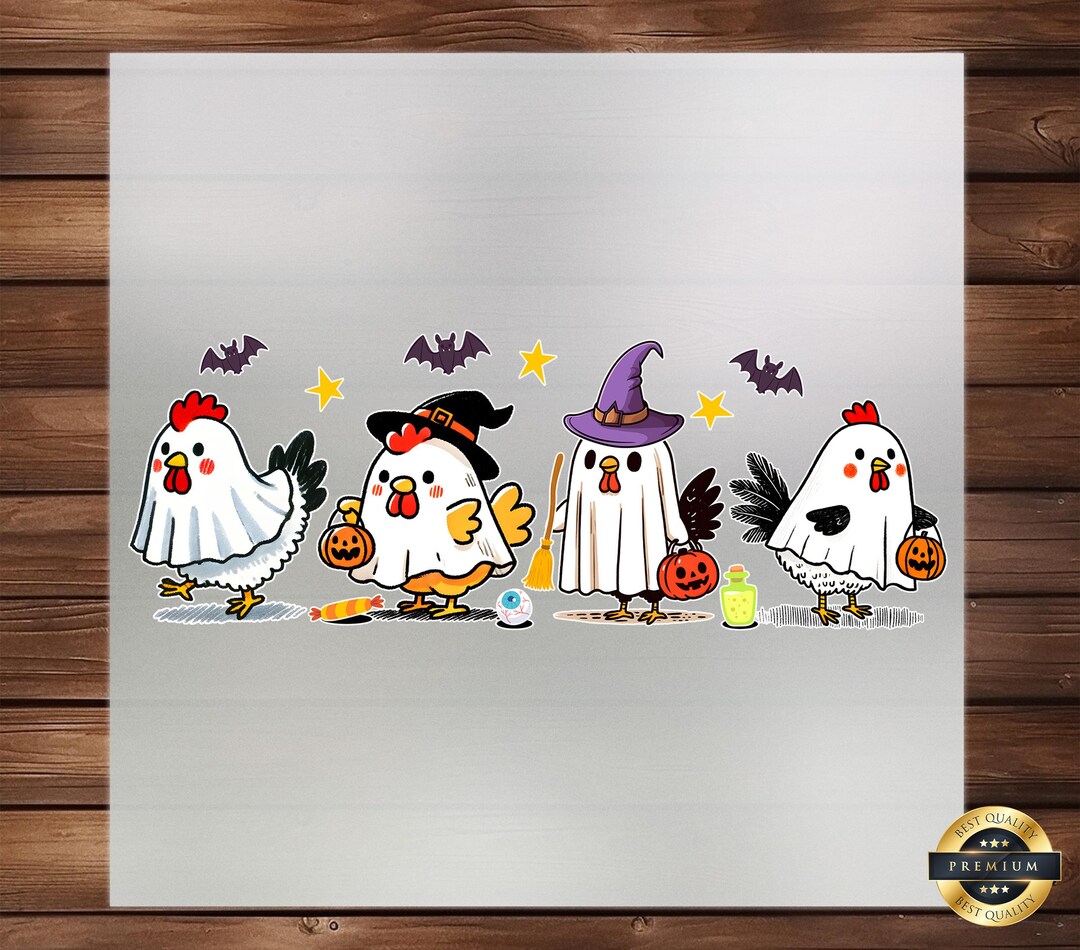 Halloween Chicken DTF Transfer, Ghost Chickens Design, Ready to Press ...