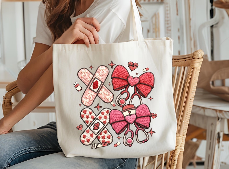 Nurse Bow DTF Transfer: Valentine Medical Heart Shirt Decal Ready to ...