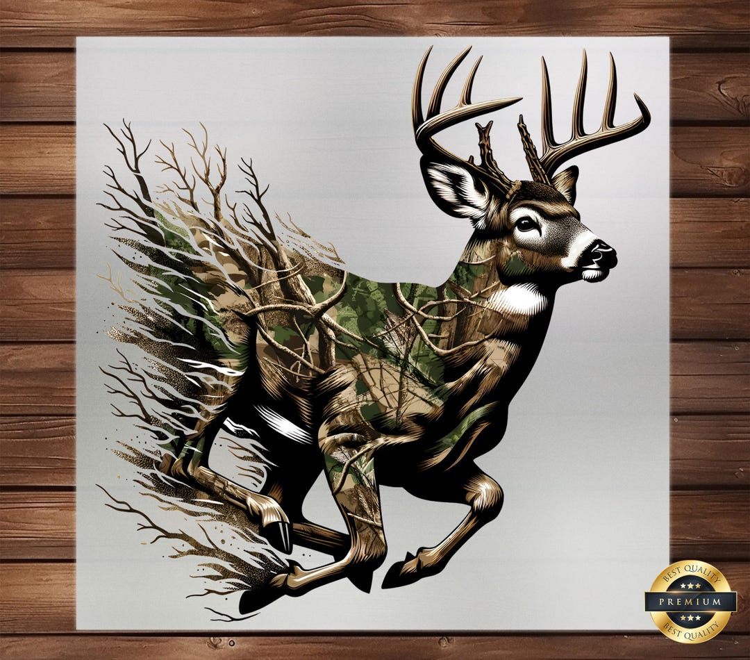Patriotic Camo Deer Hunting DTF Transfer: Outdoor Enthusiast Design - Etsy