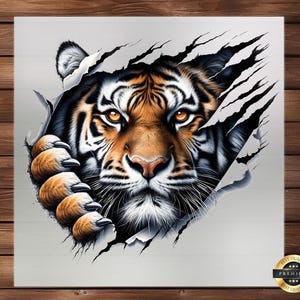 Vibrant Watercolor Tiger Scratch DTF Transfer - Aggressive Angry Tiger ...