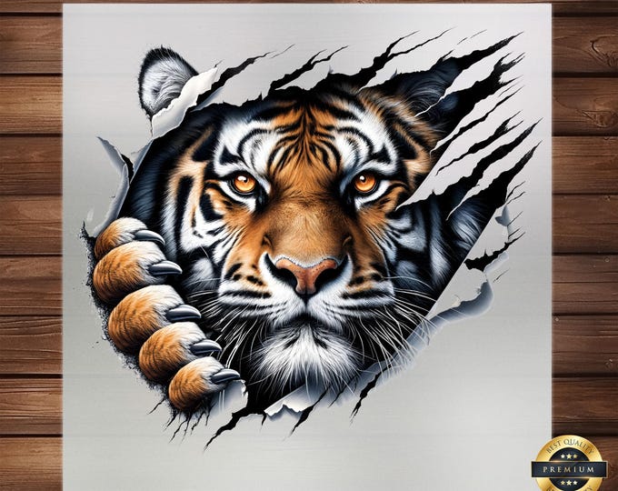 Vibrant Watercolor Tiger DTF Transfer - Aggressive Angry Pouncing Tiger ...