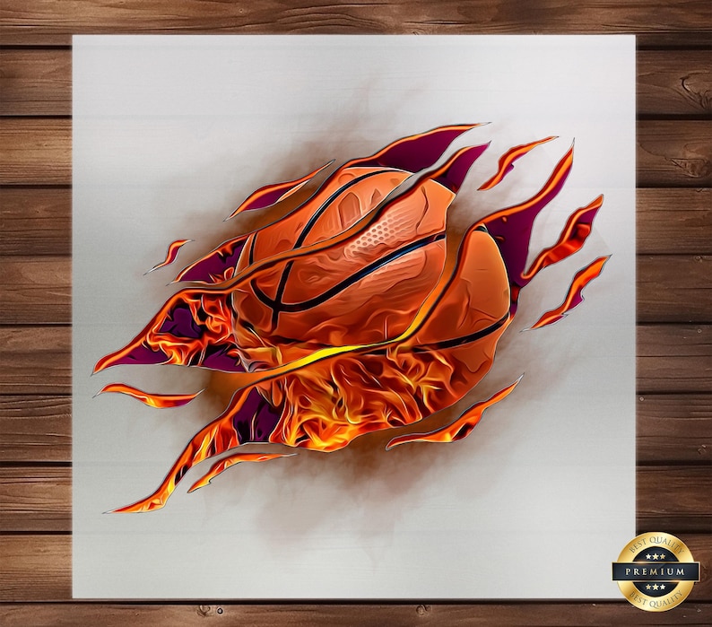 Basketball Fireball DTF Transfer: Sports Apparel Graphic - Etsy