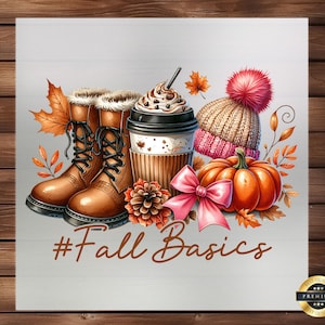 Fall Basics DTF Transfer, Cozy Autumn Design, Perfect for Seasonal ...