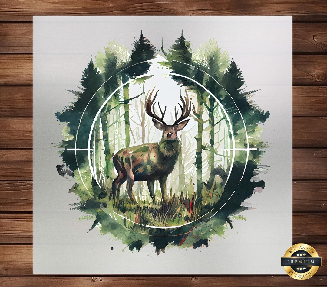 Deer in Crosshairs Hunting DTF Transfer, Hunting Design for Outdoor ...