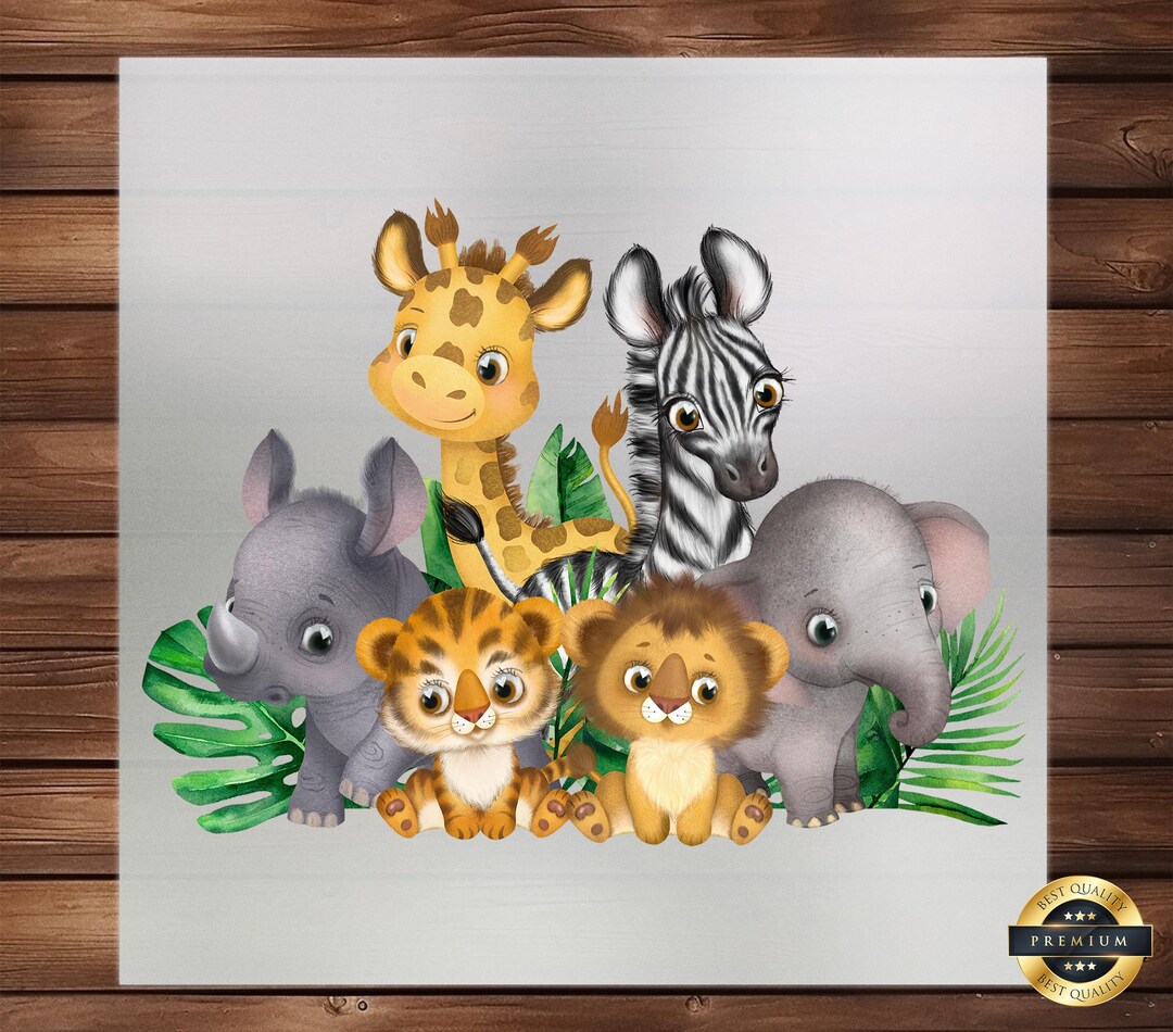 Safari Animals Wild One DTF Transfer, Baby Animals Design, Easy Iron on ...