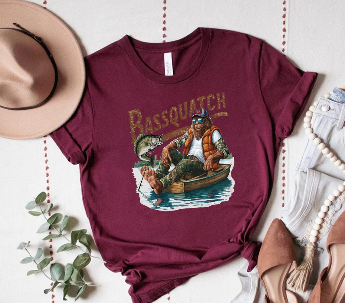Funny Bassquatch Fishing DTF Transfer: Outdoors Iron-on Decal - Etsy