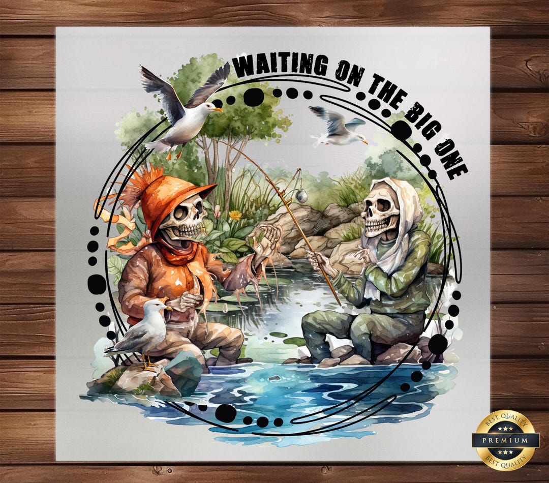 Fishing Skeleton DTF Transfer: Outdoor Apparel Iron-on Decal - Etsy