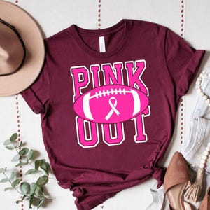 Pink Out Football DTF Transfer, Fight Cancer Pink Ribbon, Breast Cancer ...
