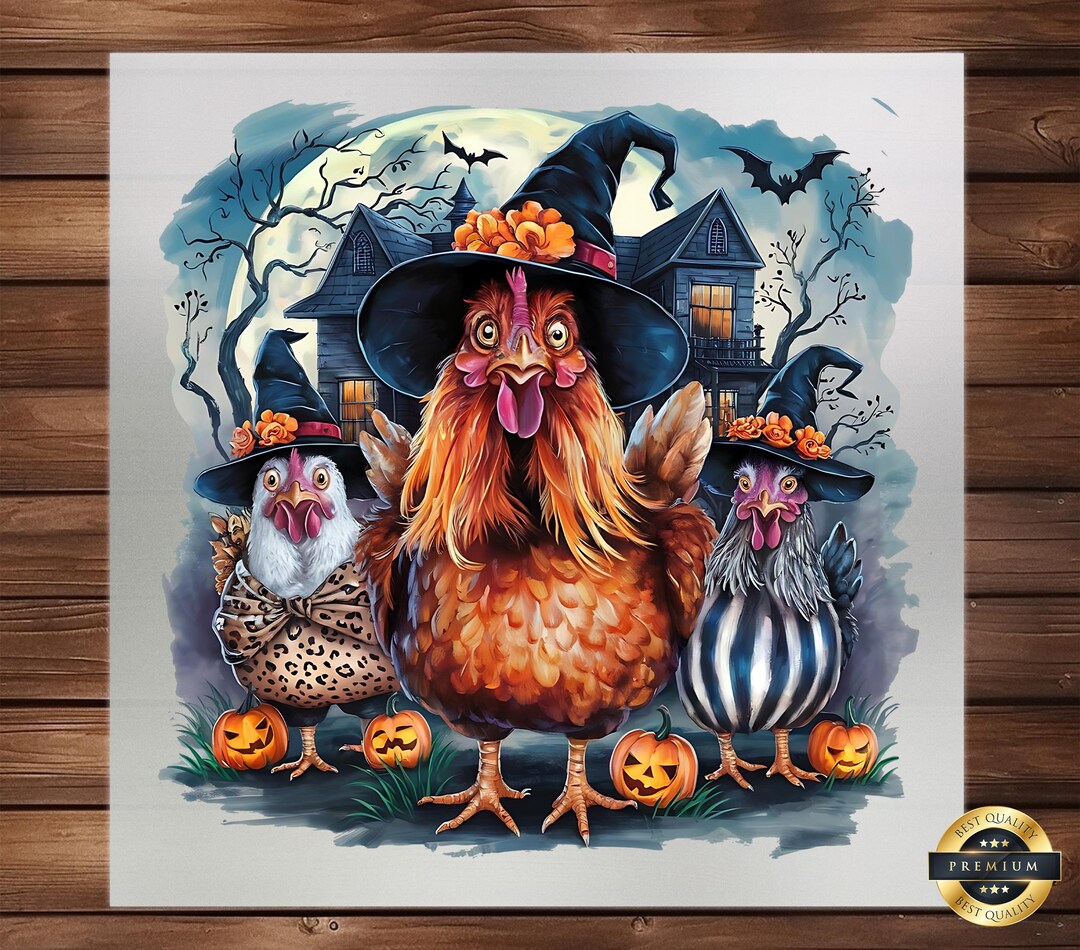 Haunted House Halloween Chickens DTF Transfer, Fun Spooky Design, Easy ...