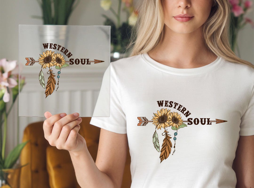 Sunflower Arrow DTF Transfer: Boho Western Apparel Design - Etsy