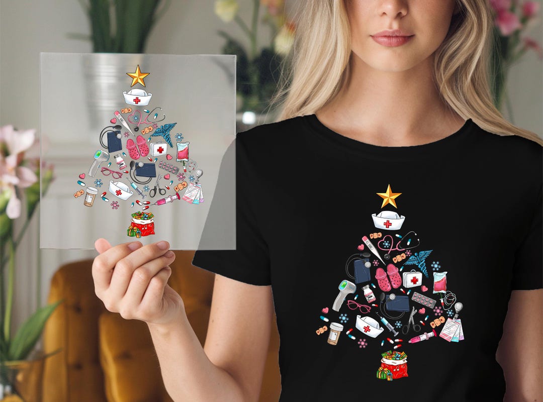 Medical Christmas Tree DTF Transfer, Perfect for Nurses and Healthcare ...