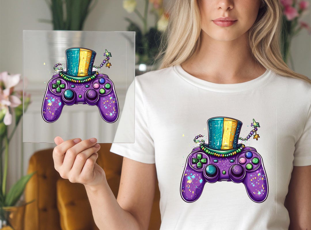 Gamer DTF Transfer, Mardi Gras Controller, Video Game Party Art, DIY ...