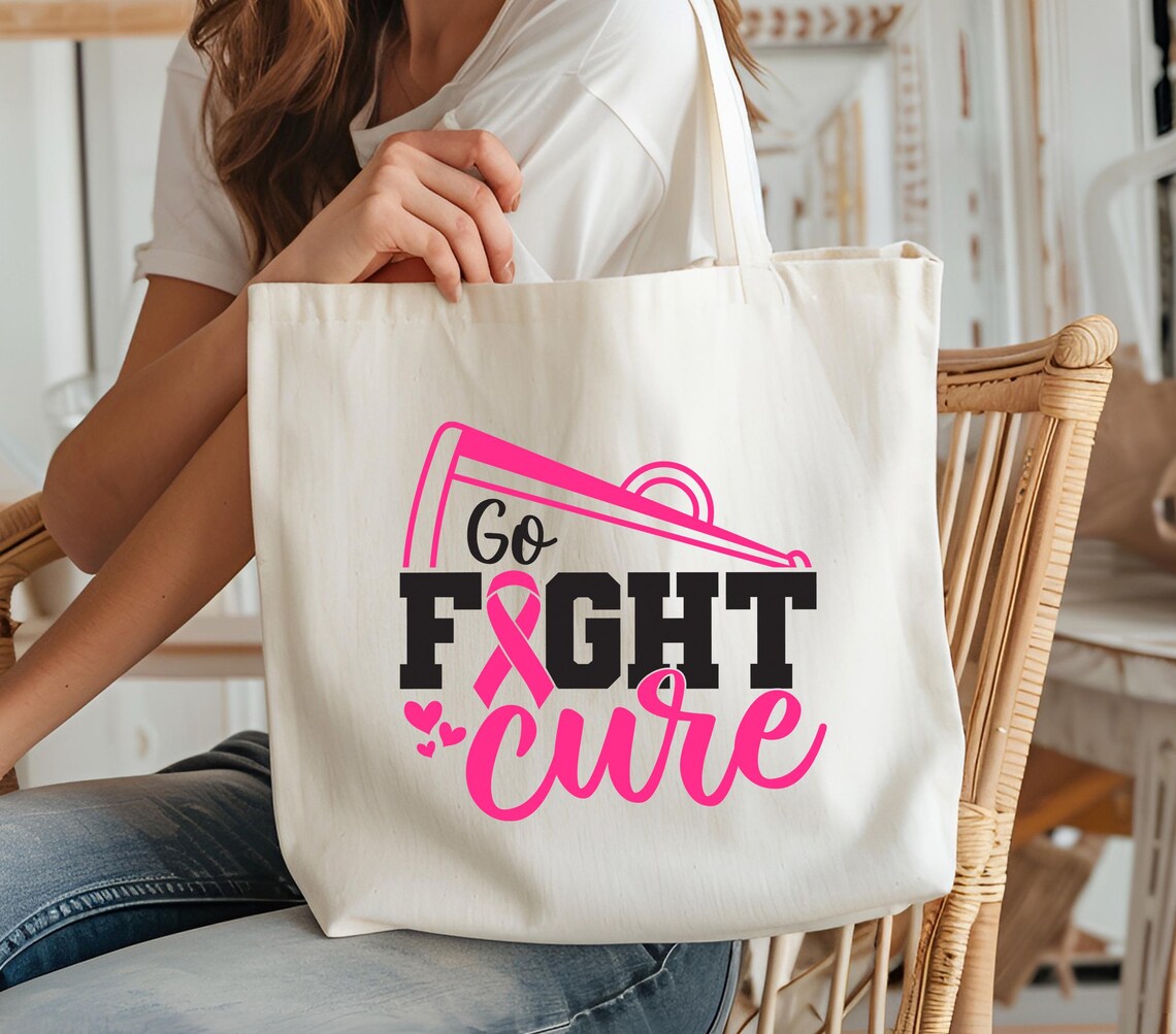 Breast Cancer Awareness DTF Transfer: Go Fight Cure Cheer - Etsy