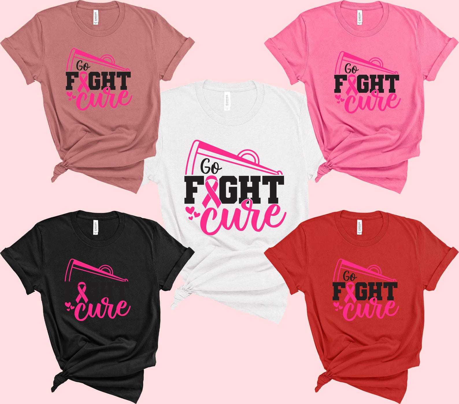 Breast Cancer Awareness DTF Transfer: Go Fight Cure Cheer - Etsy