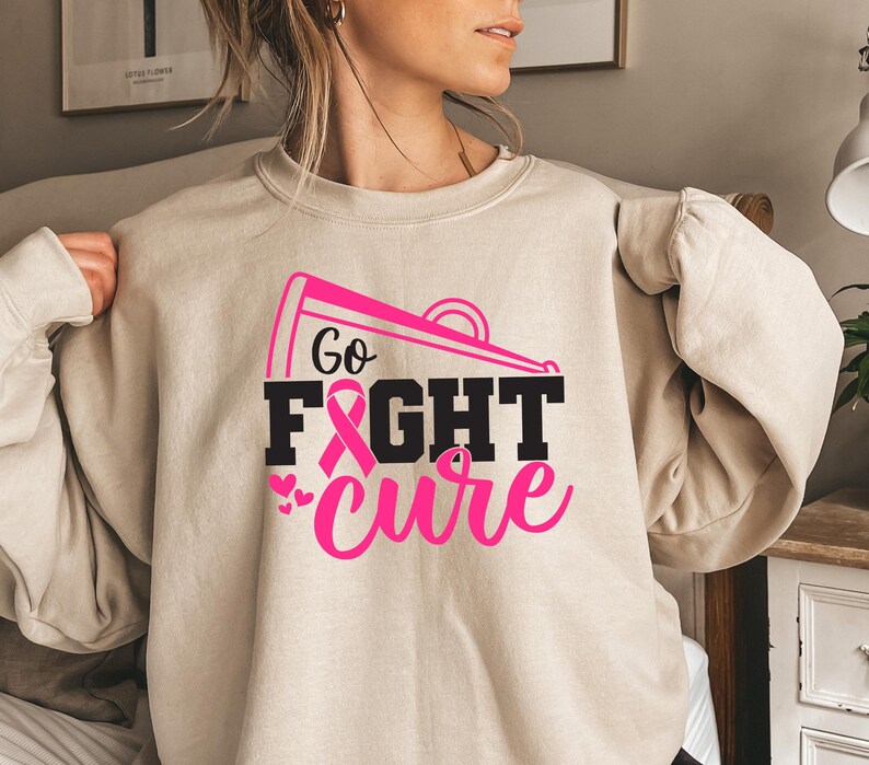 Breast Cancer Awareness DTF Transfer: Go Fight Cure Cheer - Etsy