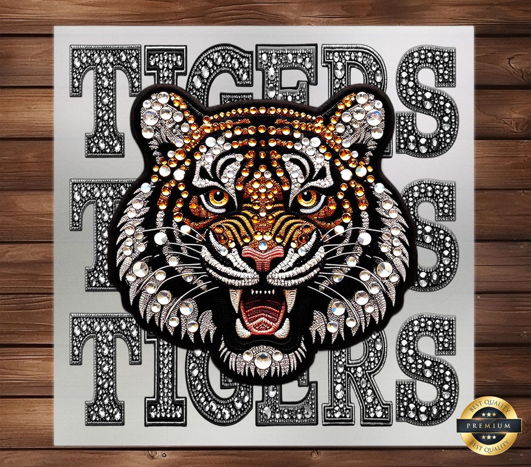 Tigers Rhinestone Style DTF Transfer: Easy Iron-on Apparel Decal - Etsy