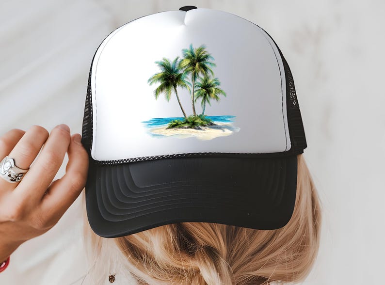 Palm Tree Island DTF Transfer: Tropical Beach Shirt Design - Etsy