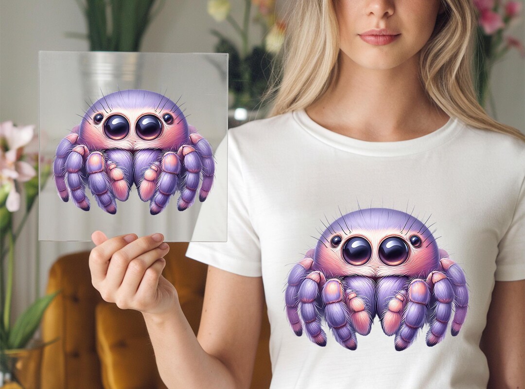 Furry Spider DTF Transfer, Fluffy Purple Spider Art, Ready to Press DIY ...