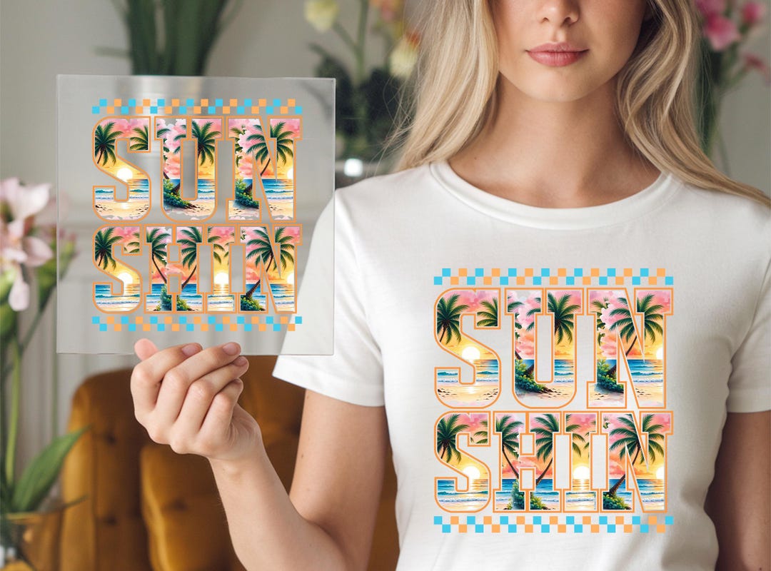 Tropical Sunset DTF Transfer: Beach Palm Print, Ready to Press - Etsy