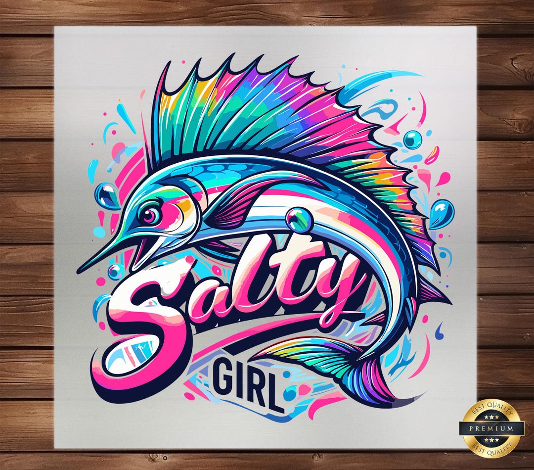 Saltwater Girl DTF Transfer: Oceanic Angling Print, Easy-to-apply - Etsy