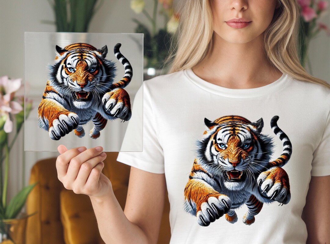 Wild Tiger DTF Transfer: DIY Apparel Project, Ready to Press - Etsy