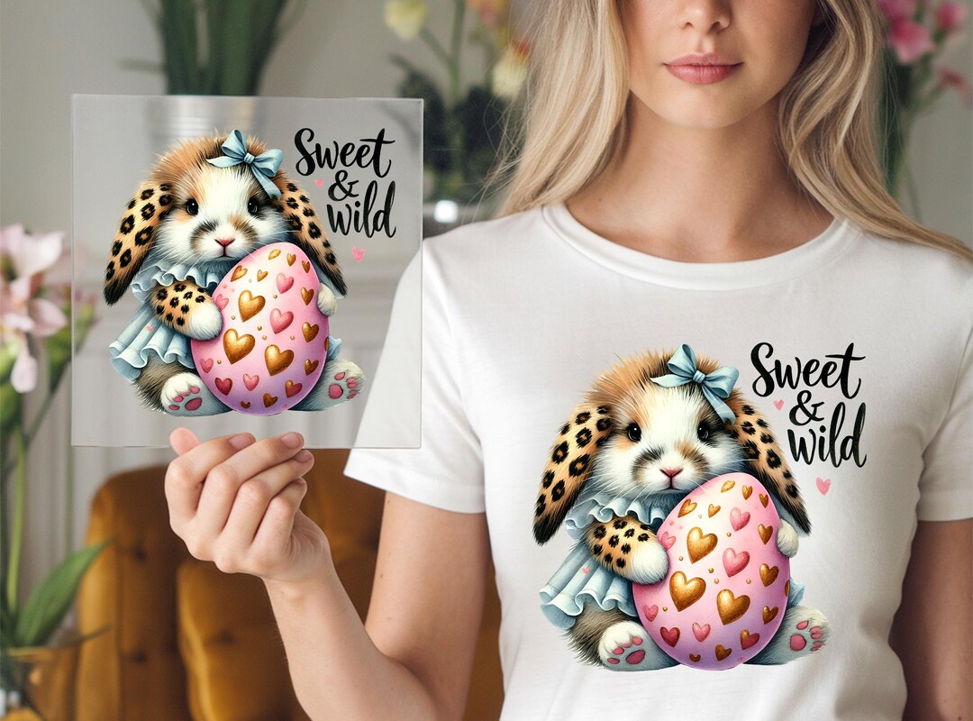 Leopard Bunny Easter Egg DTF Transfer: DIY Holiday Shirt - Etsy