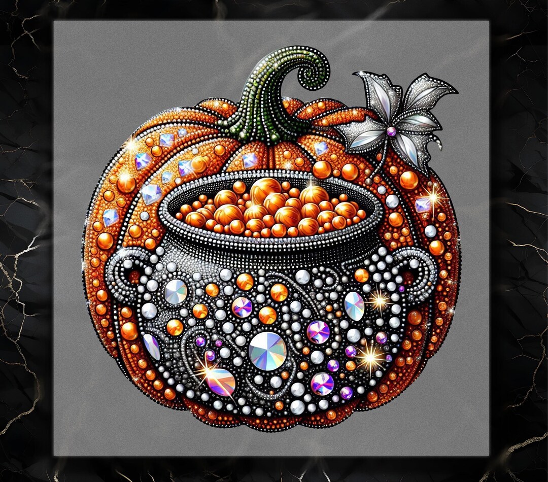Jeweled Pumpkin Cauldron DTF Transfer: Sparkling Halloween Iron-on - Etsy