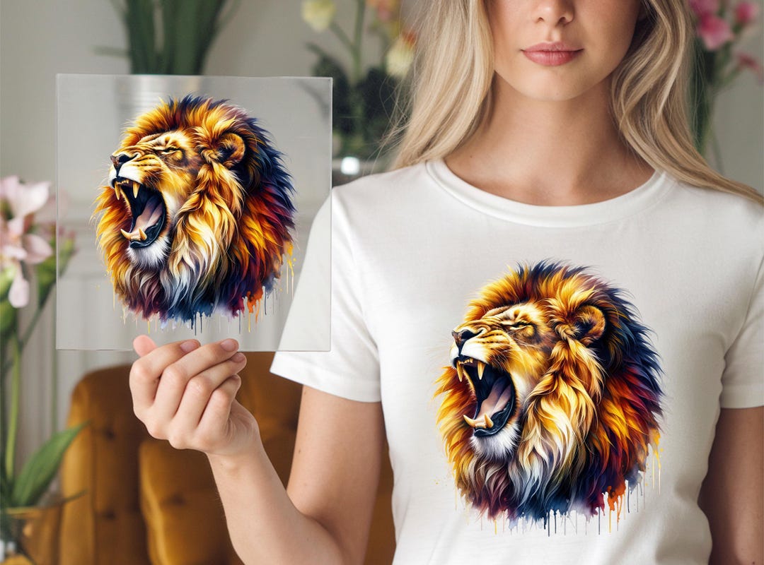 Majestic Lion DTF Transfer: Roaring Lion Art, DIY Apparel - Etsy