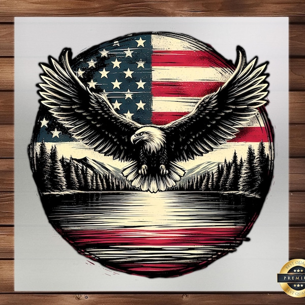Eagle and Flag DTF Transfer, Patriotic Iron-on Design for Custom ...