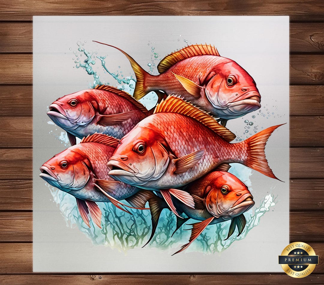 Red Snapper & Red Fish DTF Transfer Set - Ideal for Fishermen's Hunting ...