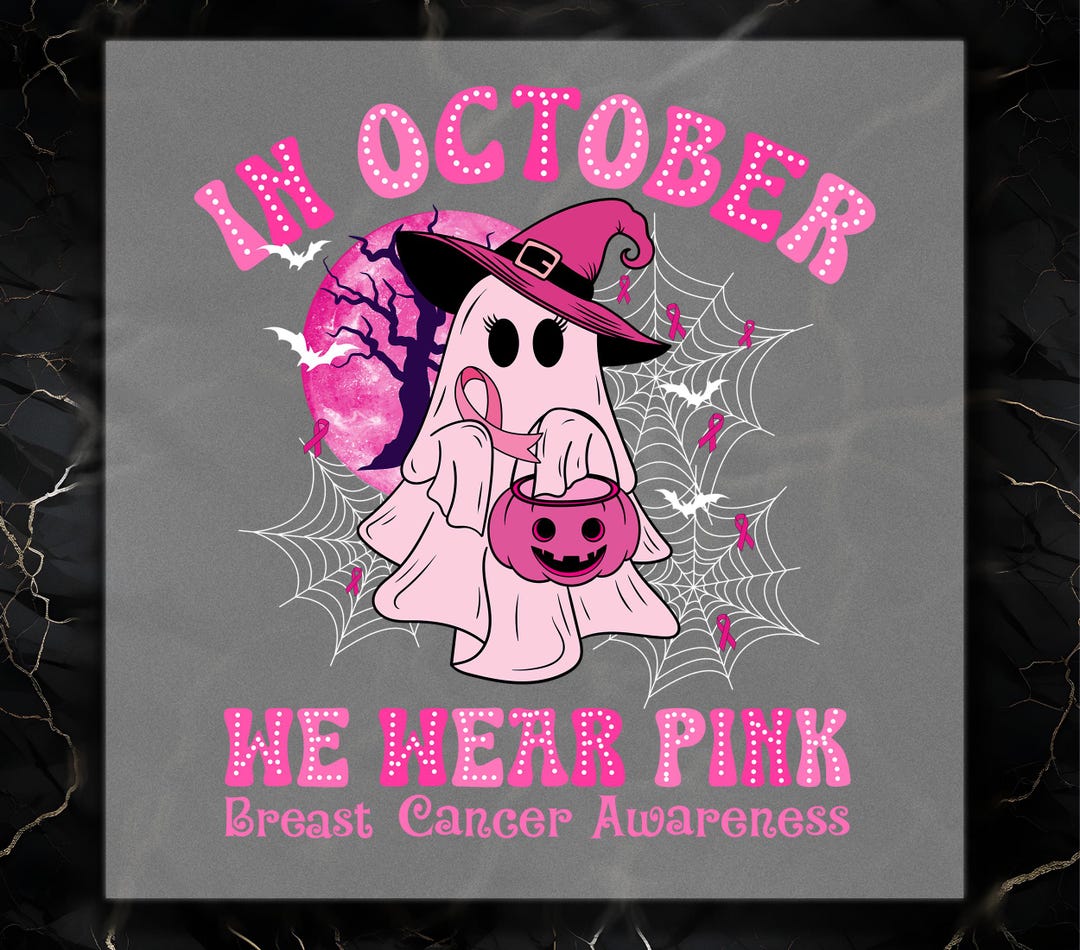 Pink Ghost DTF Transfer: Breast Cancer Awareness Halloween Iron-on - Etsy