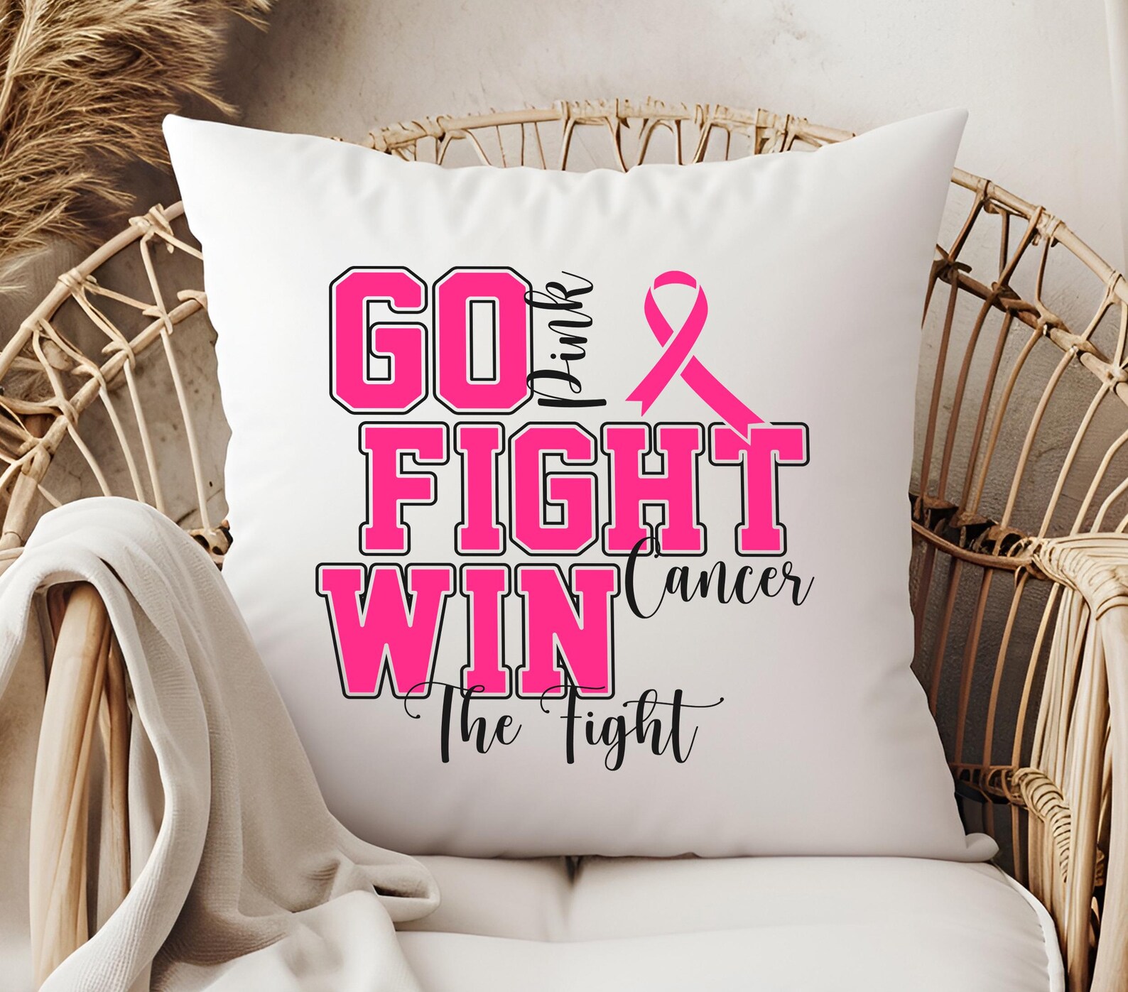 Pink Go Fight WIN Breast Cancer DTF Transfer: Ready to Press Decal - Etsy