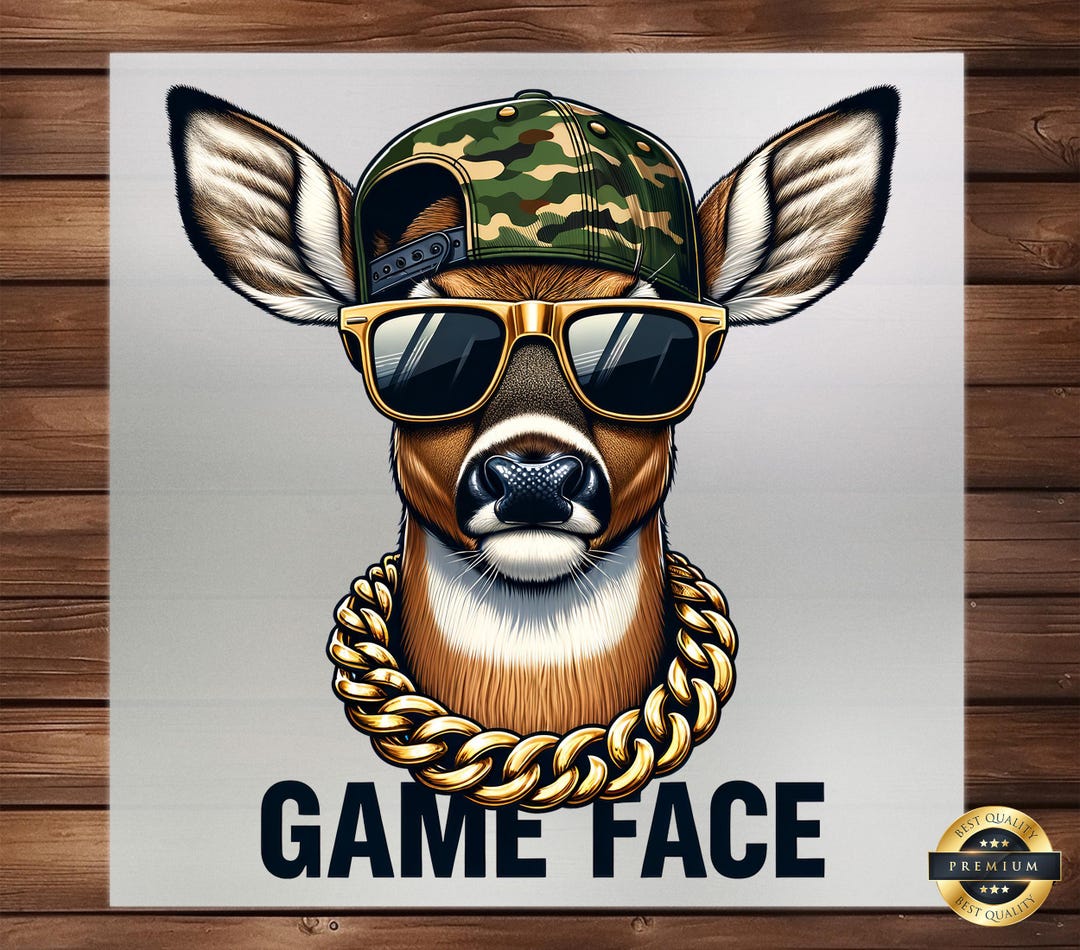 Game Face DTF Transfer, Intense Deer Hunting Theme, Easy-to-apply, Bold ...