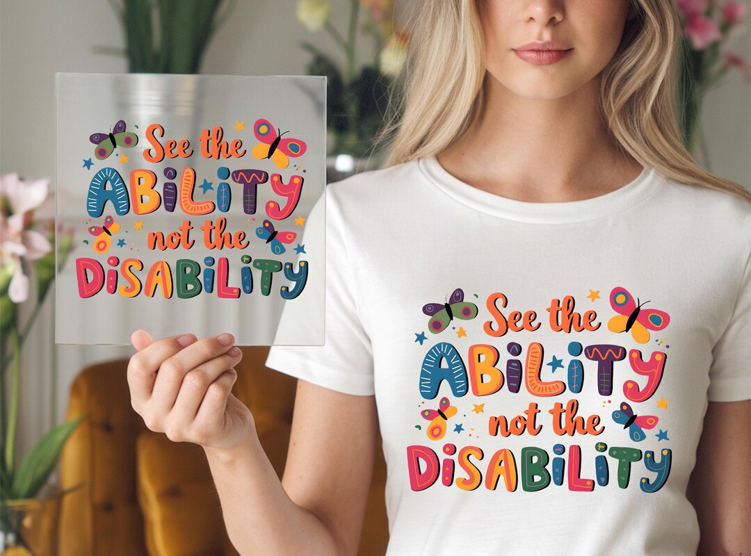 Ability Over Disability DTF Transfer, Positive Autism Message, Colorful ...