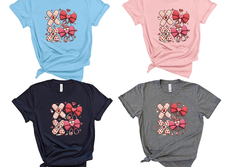 Nurse Bow DTF Transfer: Valentine Medical Heart Shirt Decal Ready to ...