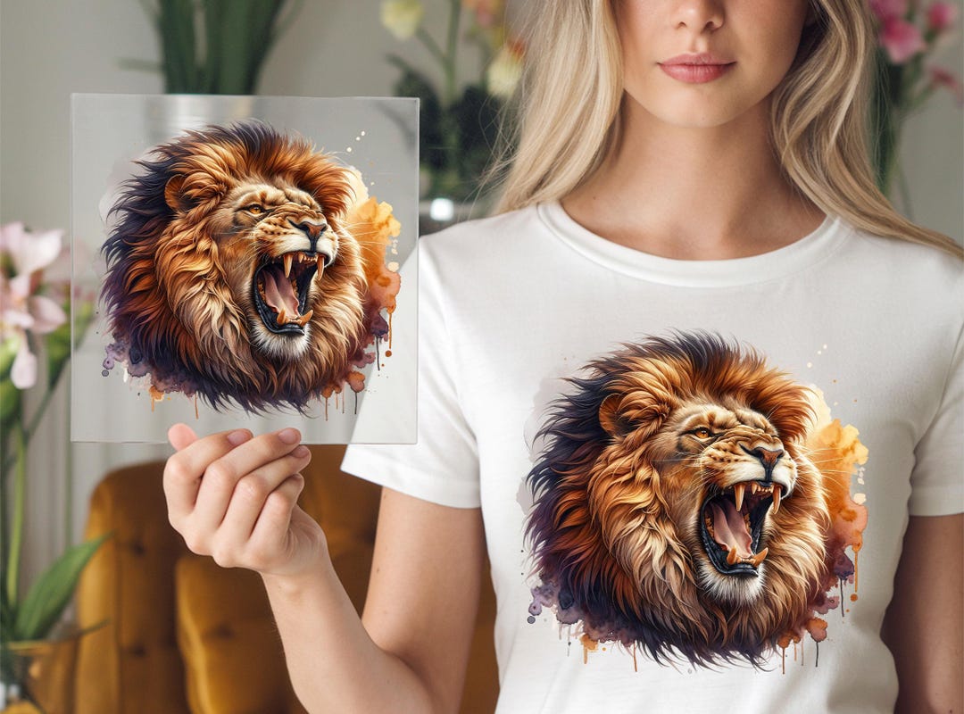 Roaring Lion DTF Transfer: Fierce Animal Art, DIY Apparel Print - Etsy
