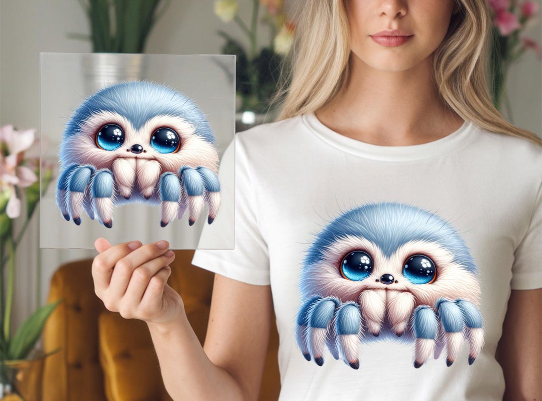 Furry Spider DTF Transfer, Cute Cartoon Spider Art Print, Ready to ...