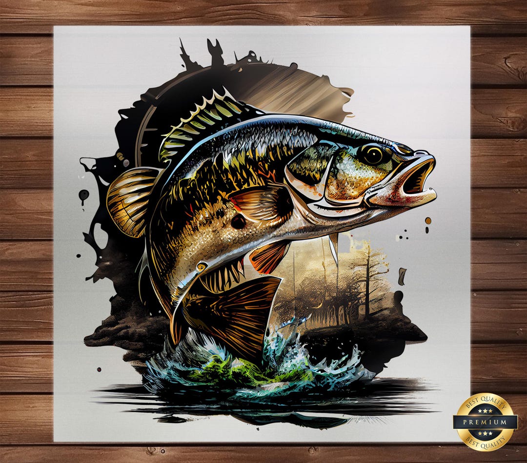 Jumping Bass DTF Transfer: Dynamic Bass Fishing Design - A Must-have ...