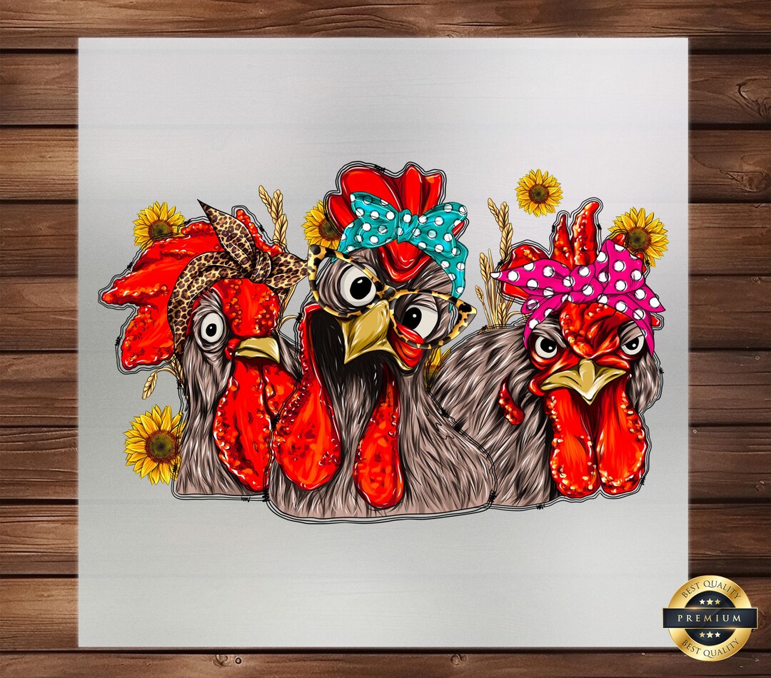 Western Chicken With Eggs DTF Transfer - Cowboy Chickens Design for ...