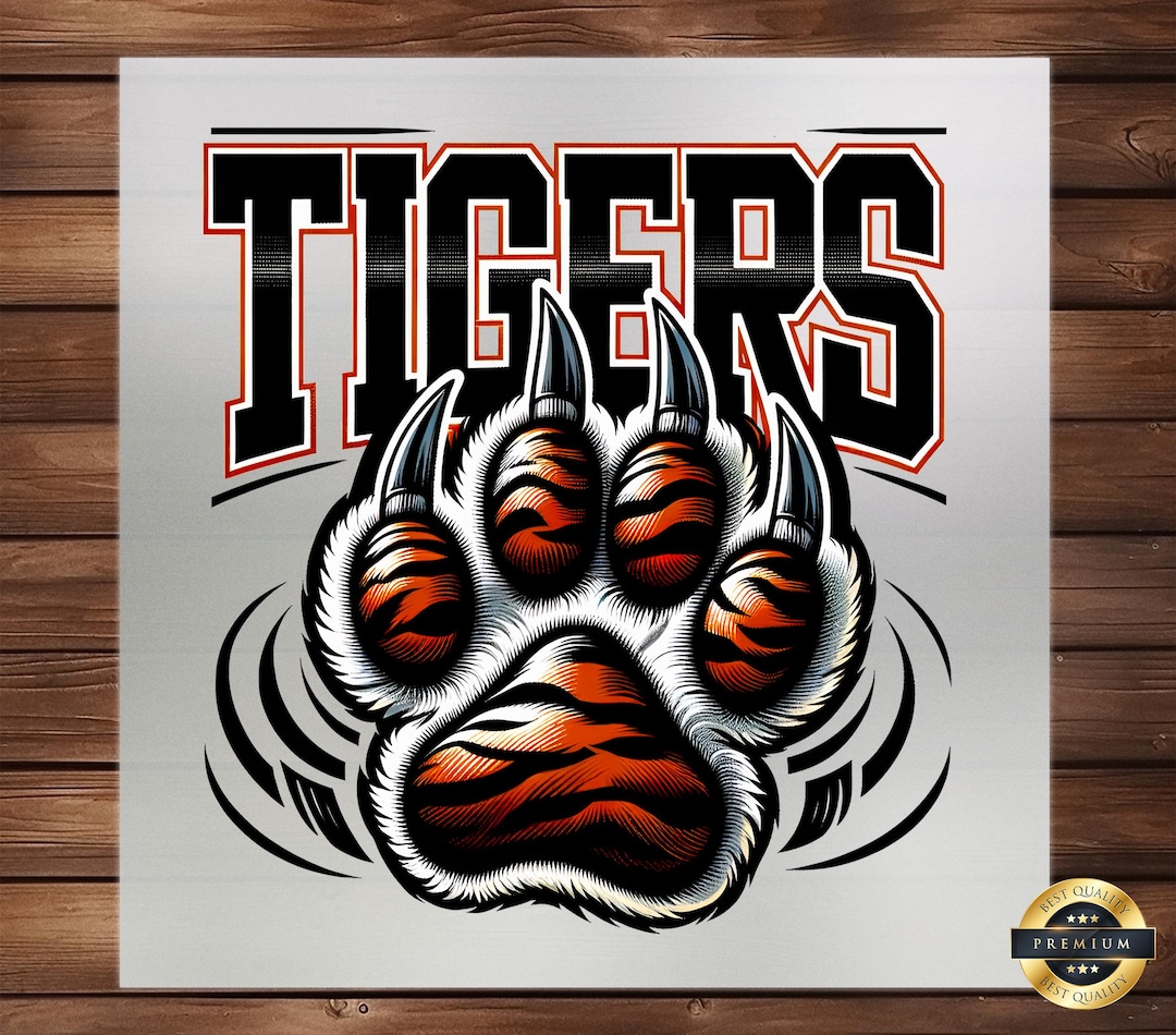 Tigers Mascot & Paw DTF: School Spirit T-shirt Design - Etsy