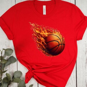 Basketball on Fire DTF Transfer: Dynamic Sports Graphic - Etsy