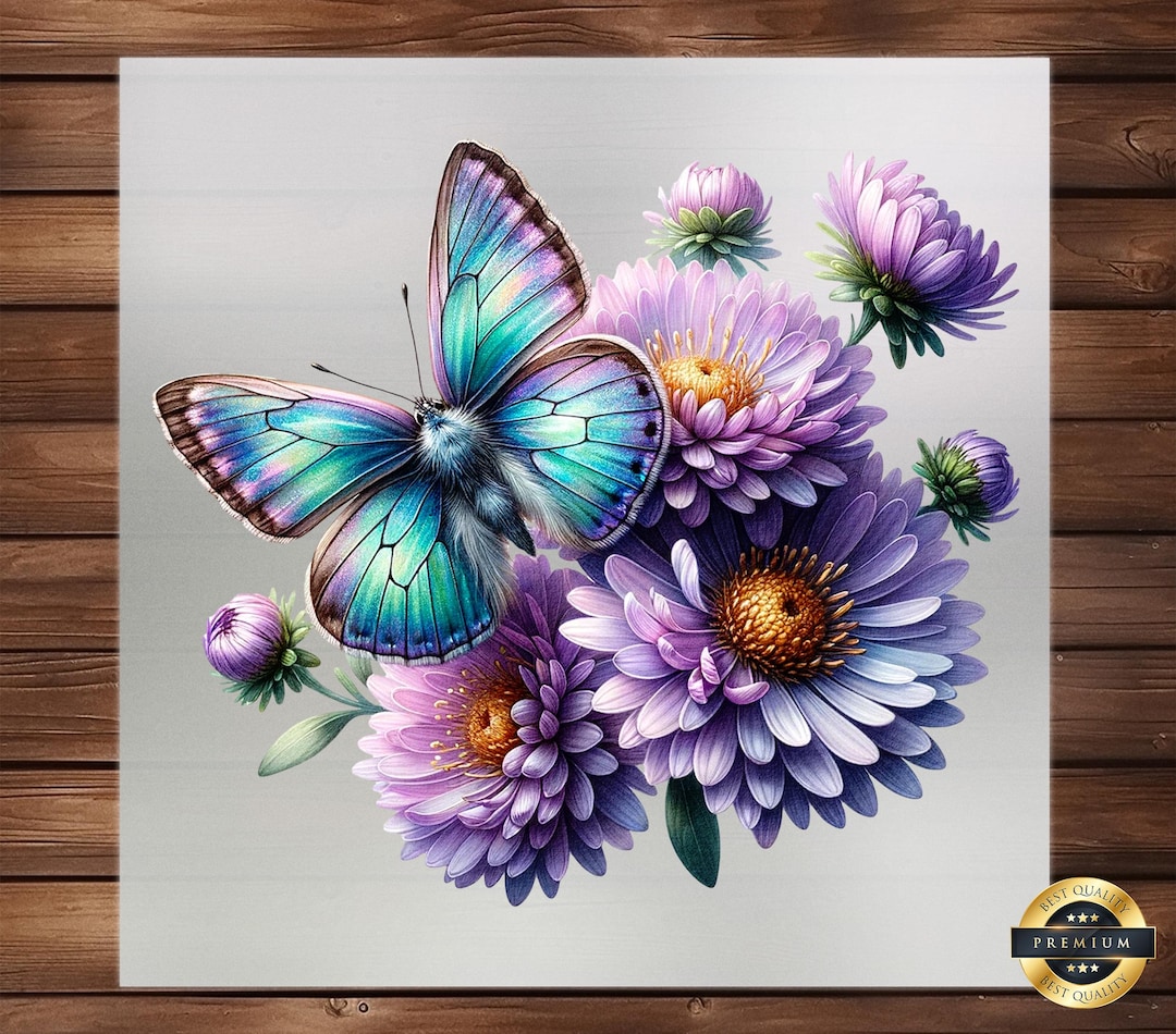 Butterfly Flowers DTF Transfer: 5 Unique Iron-on Designs - Etsy