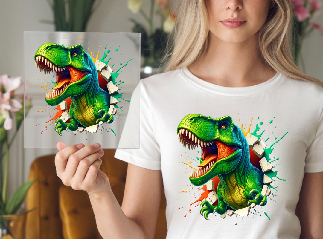 Roaring T-rex DTF Transfer: Realistic Dinosaur Birthday Shirt Design - Etsy