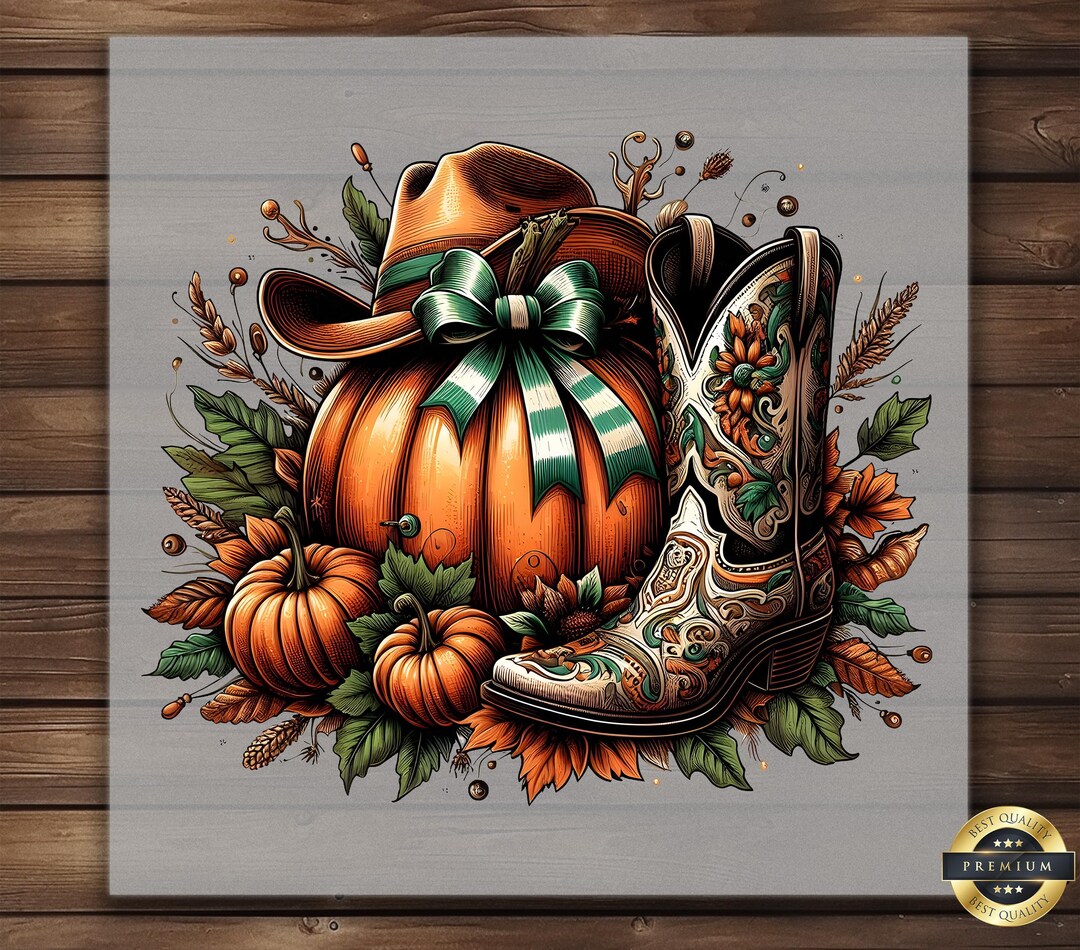 Cowboy Pumpkin DTF Transfer: Western Halloween Iron-on - Etsy
