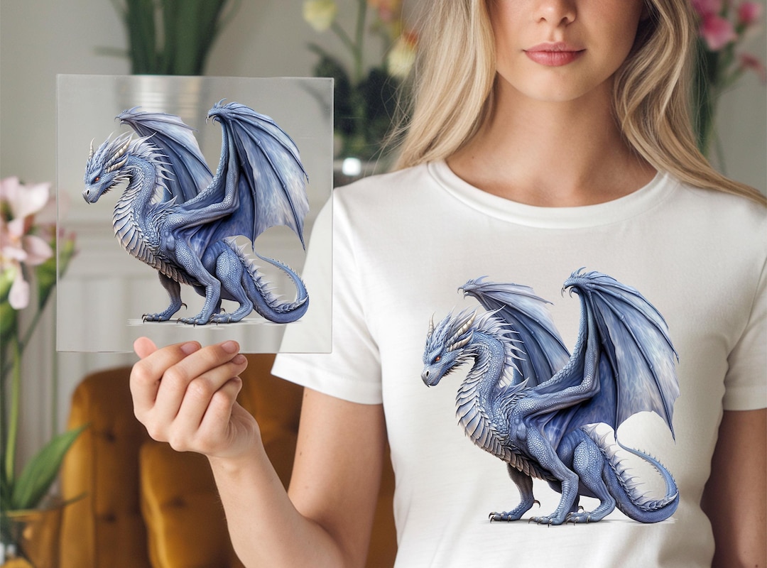 Blue Winged Dragon DTF Transfer: Myth Art Shirt Print - Etsy