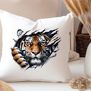 Vibrant Watercolor Tiger Scratch DTF Transfer - Aggressive Angry Tiger ...