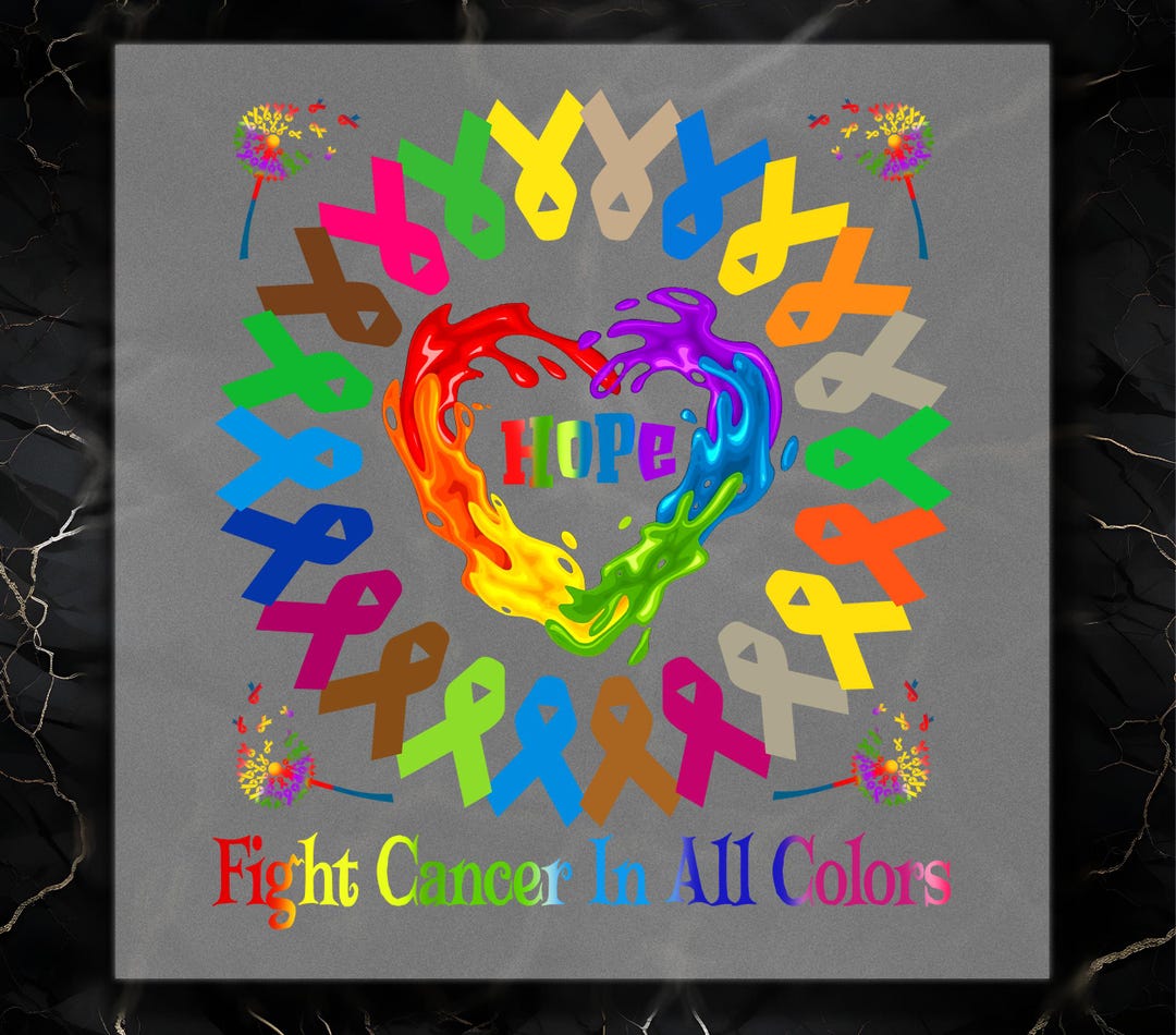 Hope Fight Cancer in All Colors Ribbon Flower DTF Transfer, Stylish ...